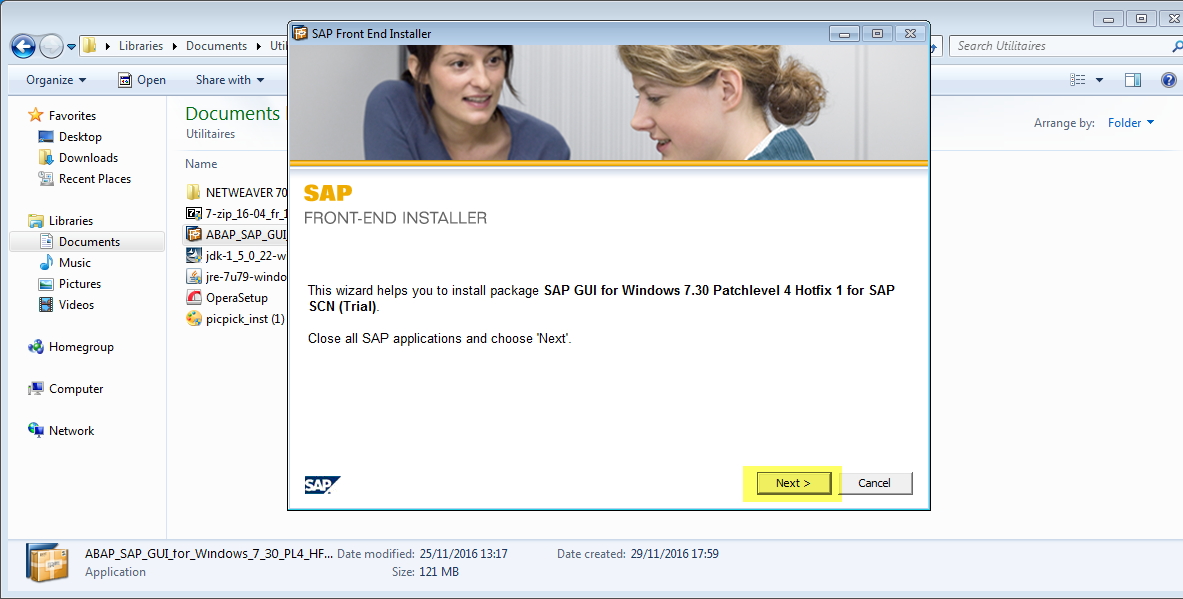 Installation de SAPGUI 7.30 et lancement de SAP NETWEAVER